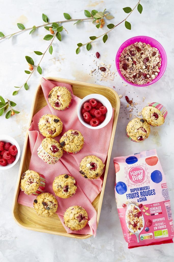 Recette - Muffins au super muesli et à la framboise